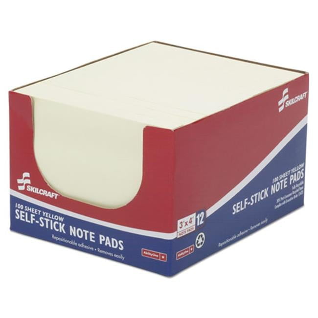 NSN 3 x 4 in. Unruled 1 Dozen Self-Stick Note Pads Yellow - 100 Sheets ...