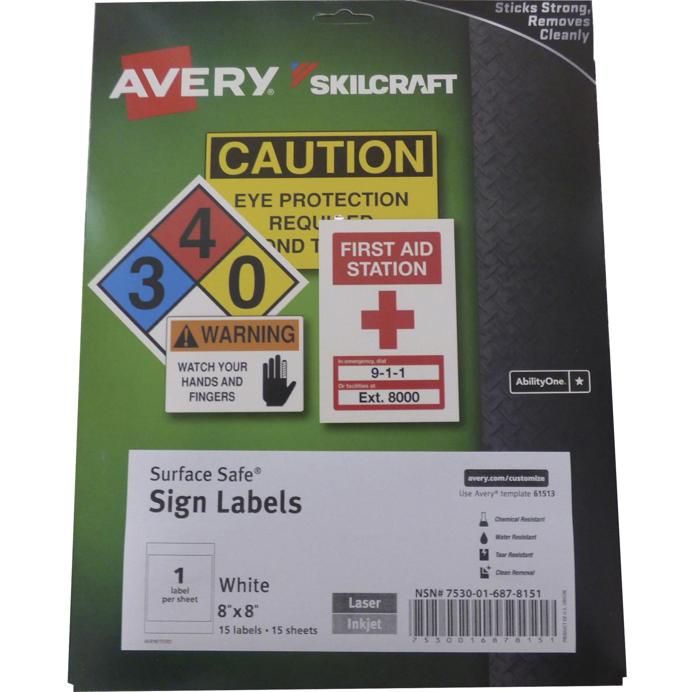 SKILCRAFT Avery Surface Safe Sign Labels - Walmart.com
