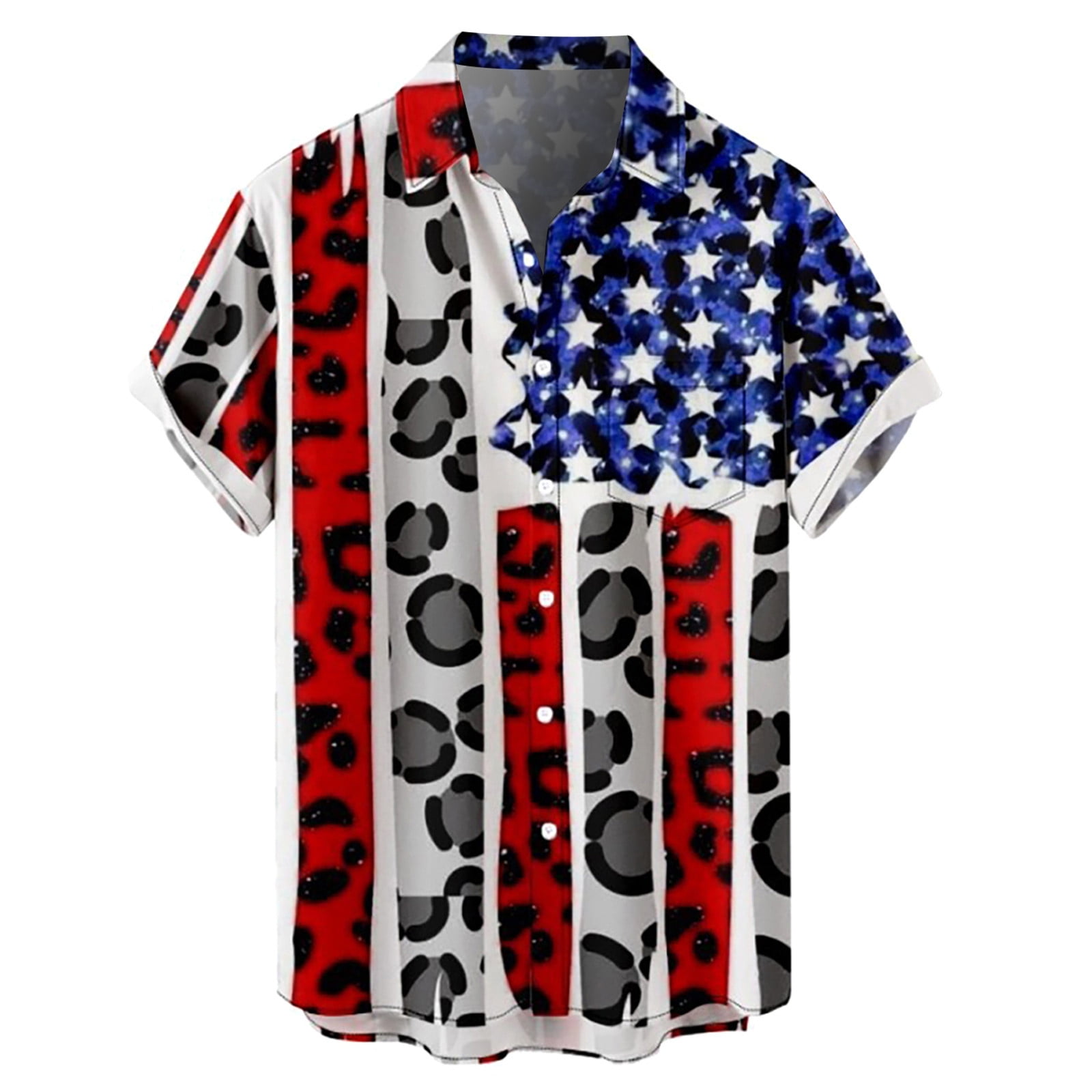 Nsqfkall Mens Vintage Bowling Shirts Independence Day Short Sleeve Button Down Shirt Casual