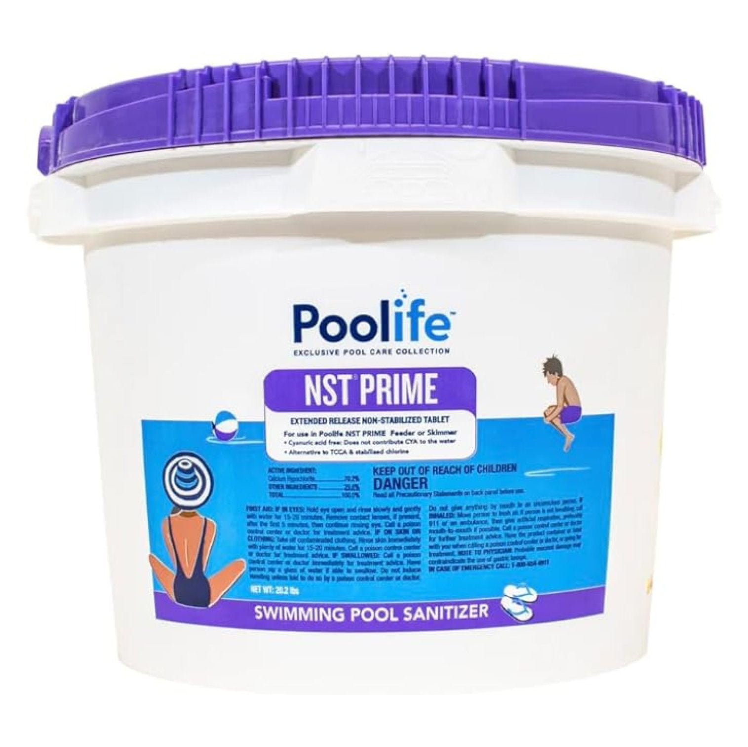 NST Prime Swimming Pool Tablets (20.2 lb) - White - Slow Dissolving Cal-Hypo - CYA Neutral ...