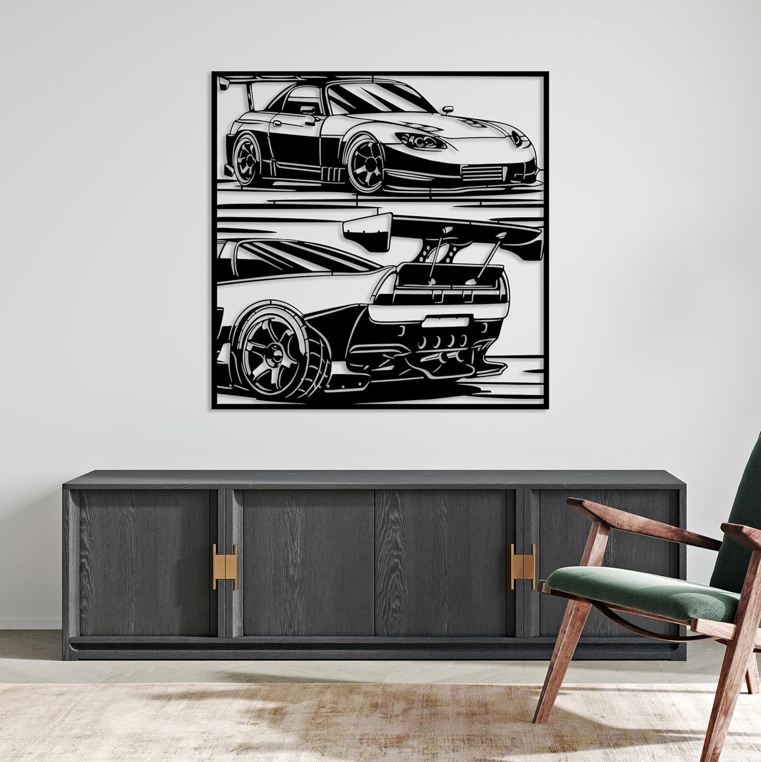 NSX Back and Front View Model Silhouette Metal Car Wall Art, Sports Car ...