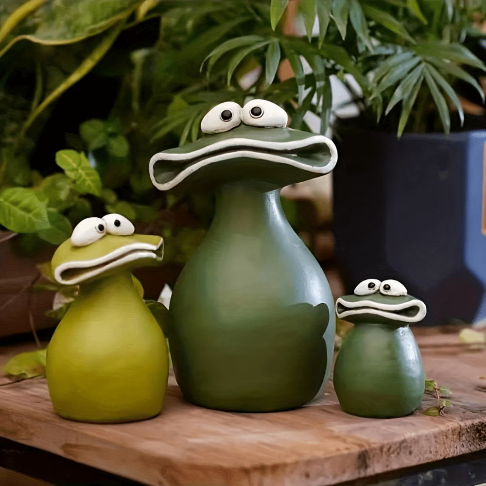NSXXKJ 3pcs Cute Cartoon Frog Family Figurines, Resin Animal Garden ...