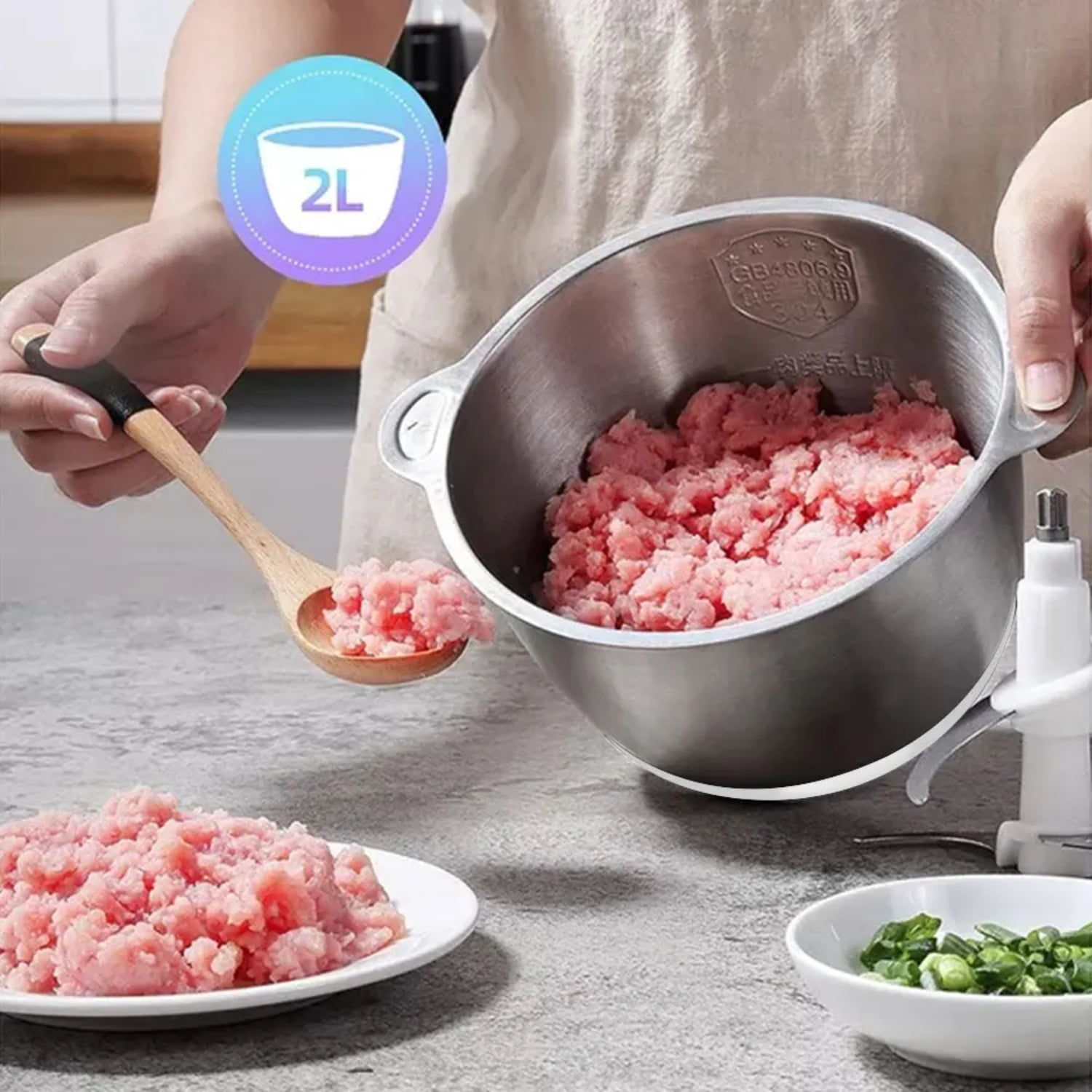 NSXXKJ High-Speed Stainless Steel Electric Chopper Meat Grinder Mincer ...