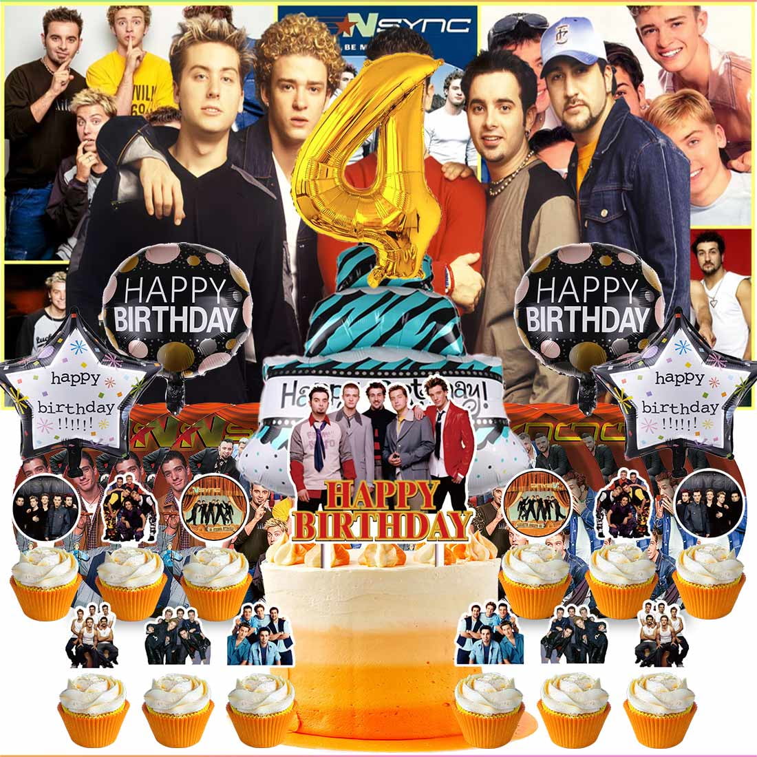 NSYNC 4th Tableware Balloons Cake Toppers Backdrop Banner Supplies ...