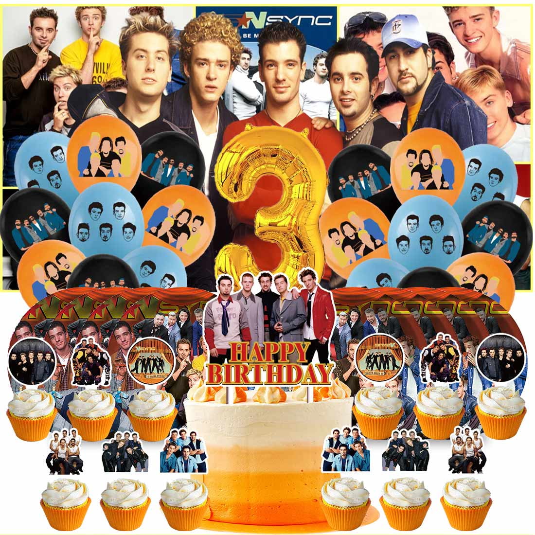 NSYNC Balloons Party Supplies 3rd Decor Tableware Birthday Cake Topper ...