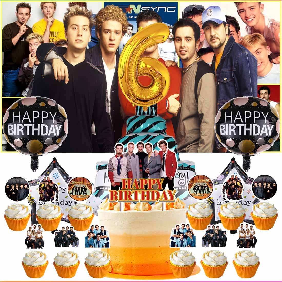 NSYNC Party Supplies Decor 6th Kit Balloons Birthday Cake Topper Banner ...