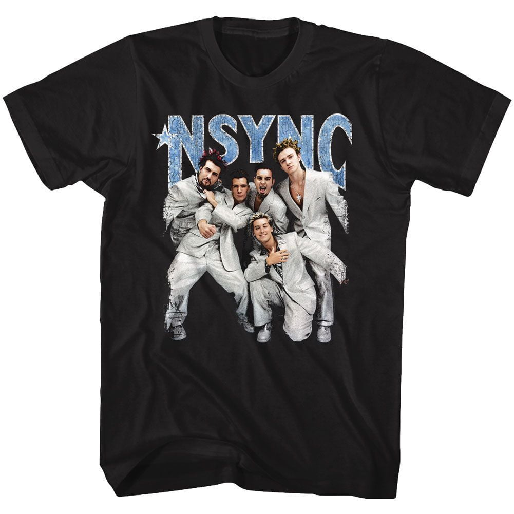 NSYNC Silver Suit Black Pop Music Boy Band Shirt - Walmart.com