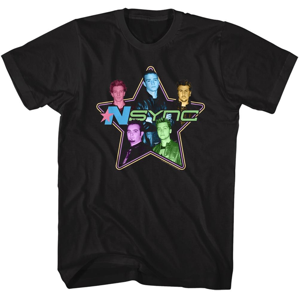NSYNC Star Colors Black Adult T-Shirt - Walmart.com