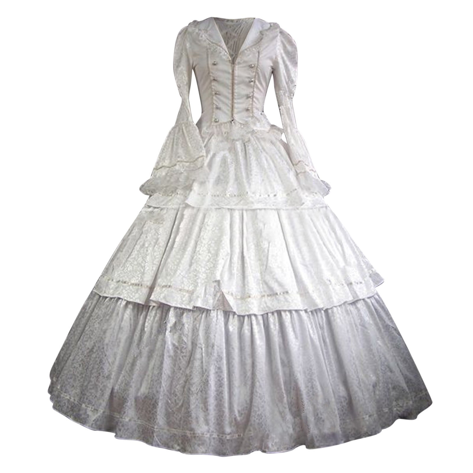 NT-Einnly Renaissance Dress Women Bell Sleeve Lace up Dress Renaissance Dress Ruffled Puff ...