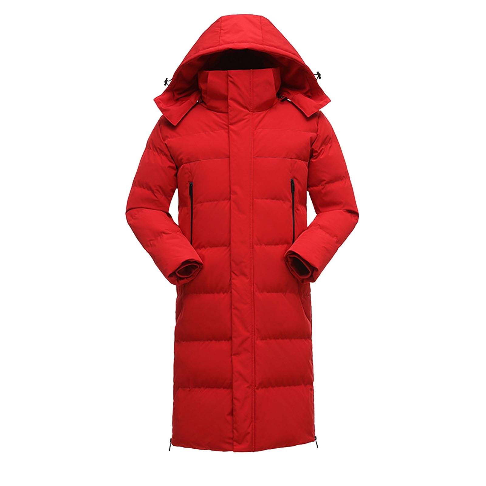 NTACZA Detachable Jackets for Men Hooded Red Zip up Puffer Jacket Thick ...
