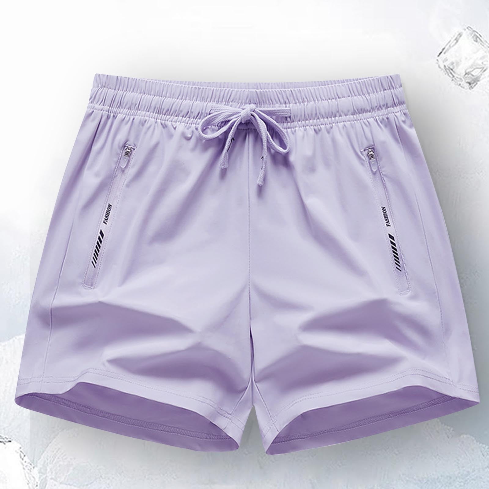 NTACZA Elastic Waist Swim Shorts For Women Half Zip Mid Bermuda Workout ...