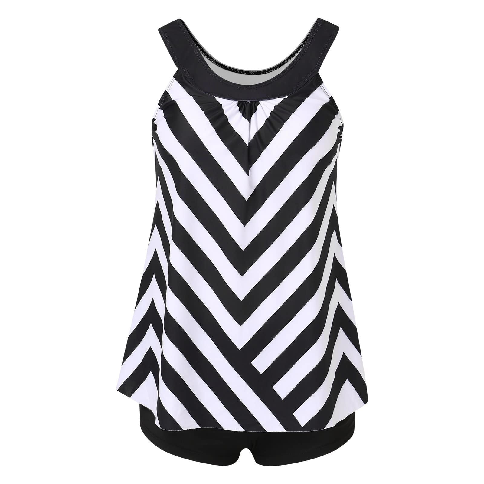 NTACZA Tummy Concealing Womens Swimsuit Modest Tankinis White Ombre ...