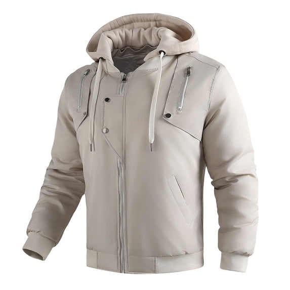 NTACZA Waterproof Men Winter Jacket with Hood Beige Windbreaker ...