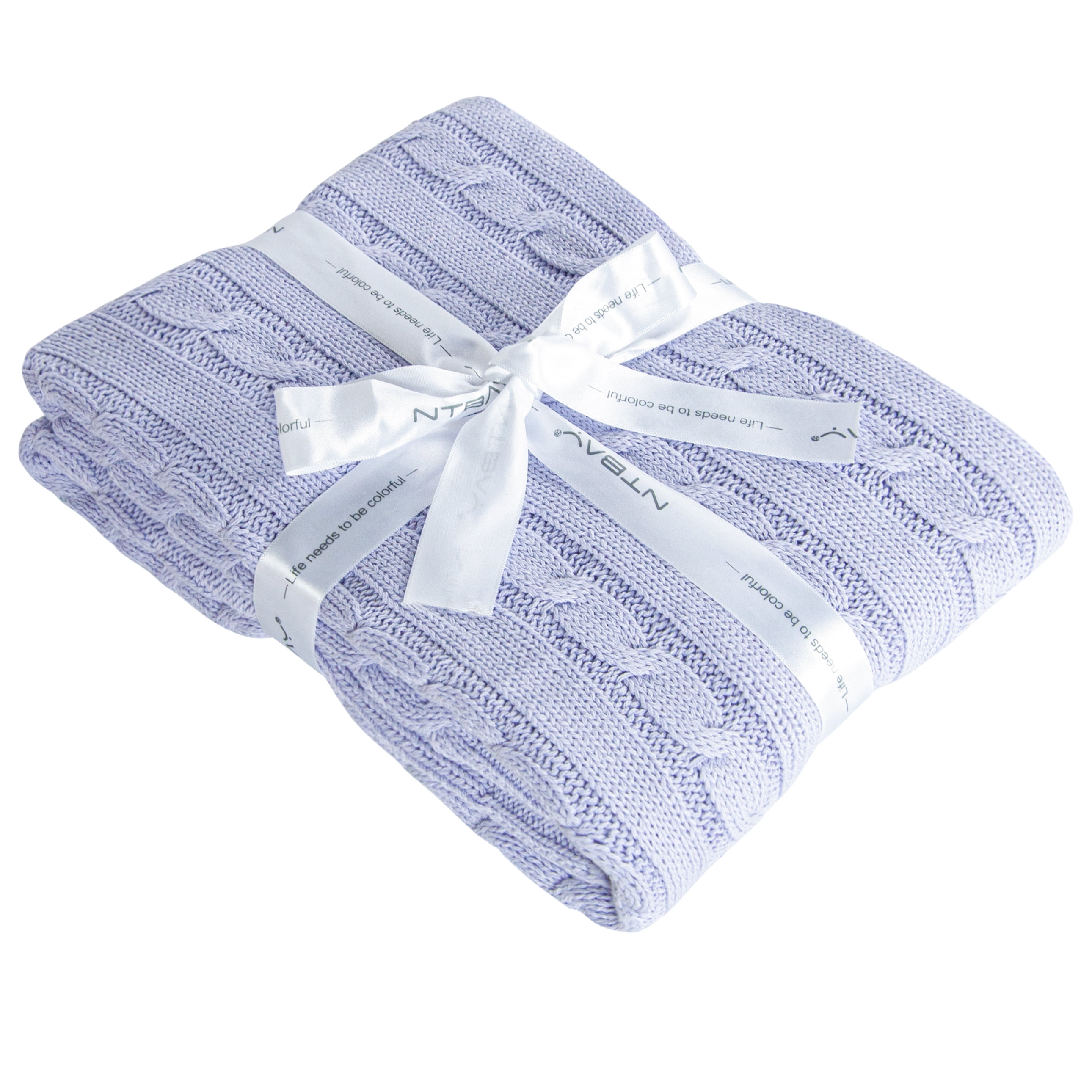 Ntbay 100% Cotton Cable Knit Throw Toddler Blanket, Soft Warm Unisex ...