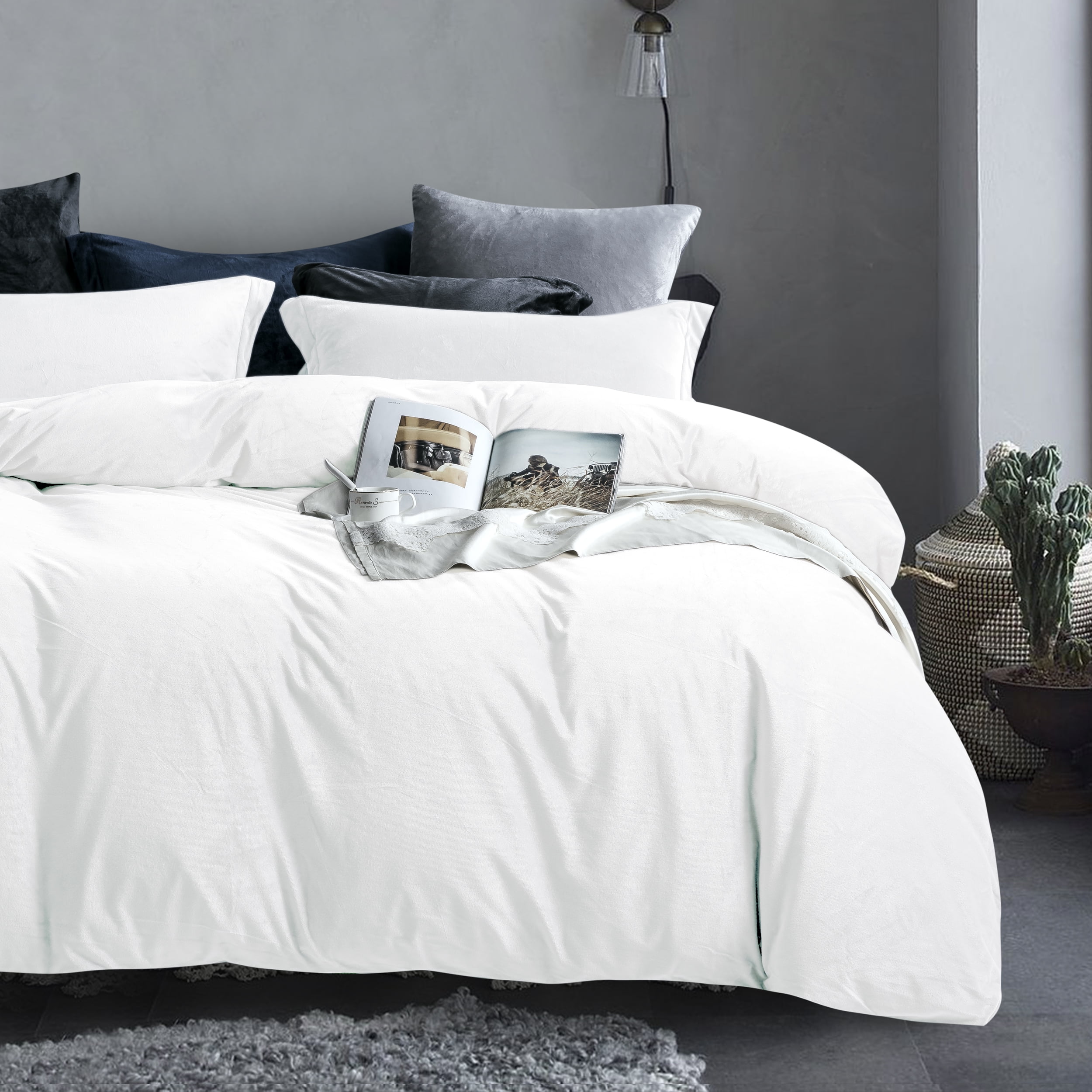 NTBAY 3 Piece Velvet Twin Duvet Cover Set with Zipper Closure and ...