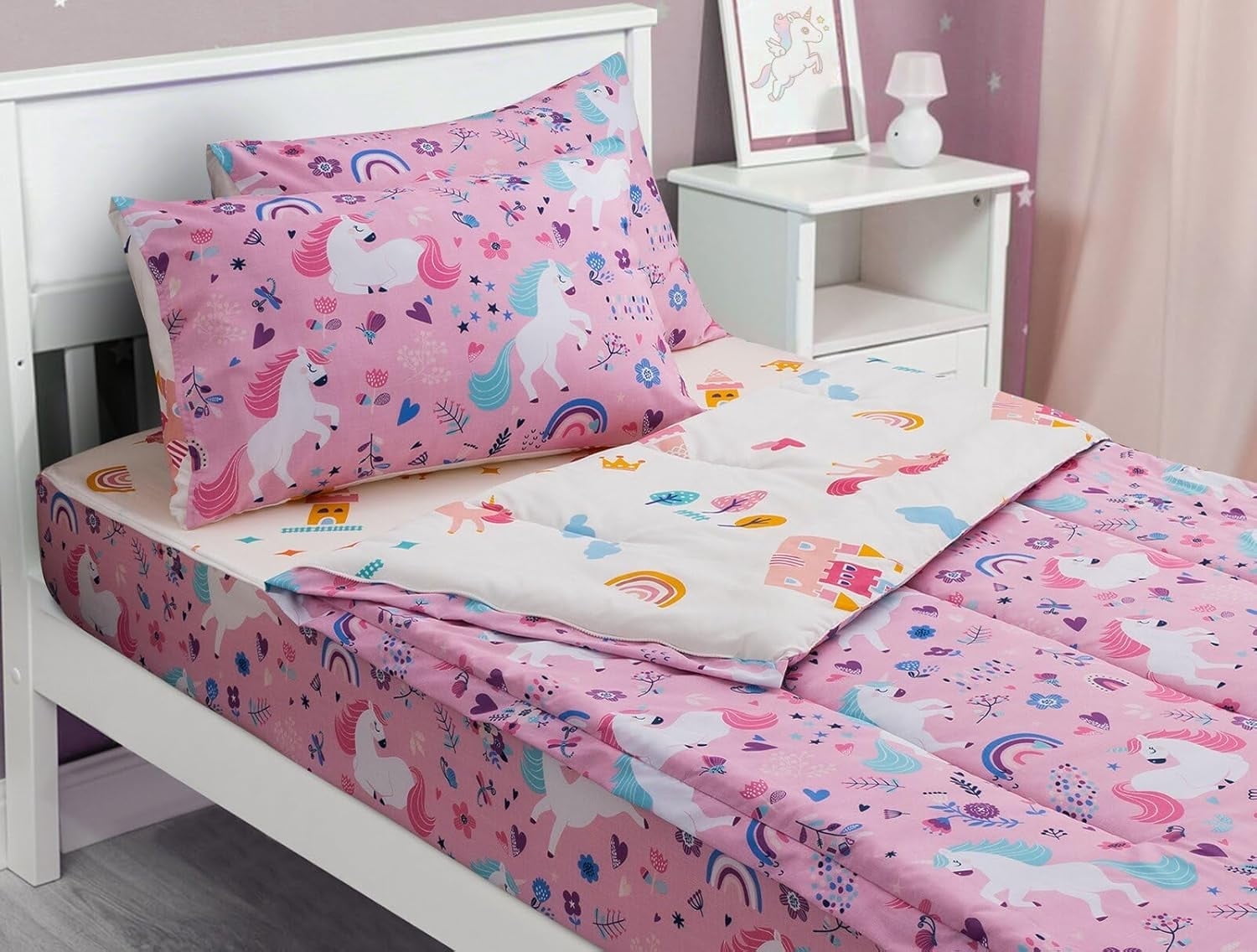 NTBED 3pcs Kids Comforter Sets Zipper Bedding Set for Girls,Twin Kid ...