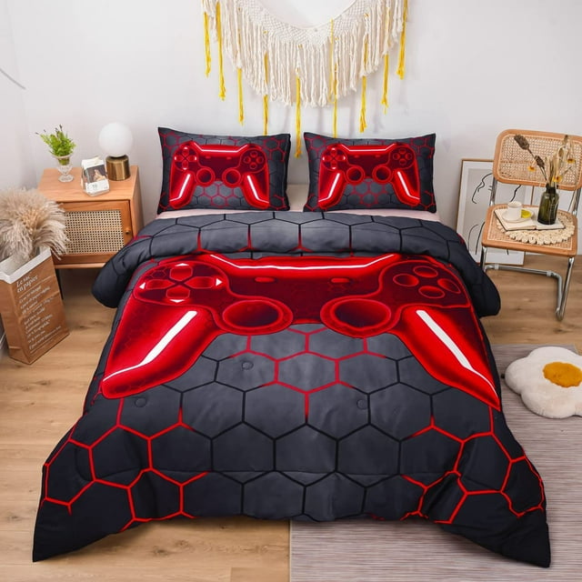 NTBED 3D Red Game Console Comforter Set for Teens - Lightweight, 5Pcs ...