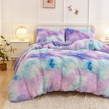 Wajade Plush Shaggy Comforter Set Fluffy Fuzzy Faux Fur Bedding Set ...