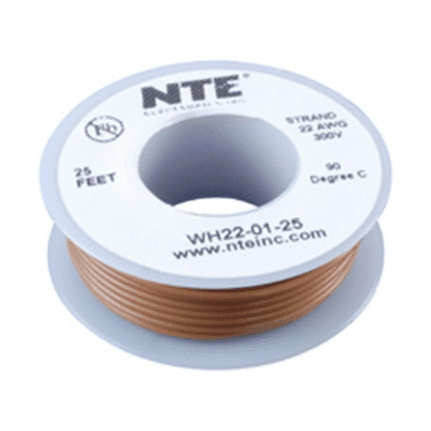 NTE Electronics WH16-01-25 Hook Up Wire 300V 16 Gauge Stranded 25' Brown - Walmart Business Supplies