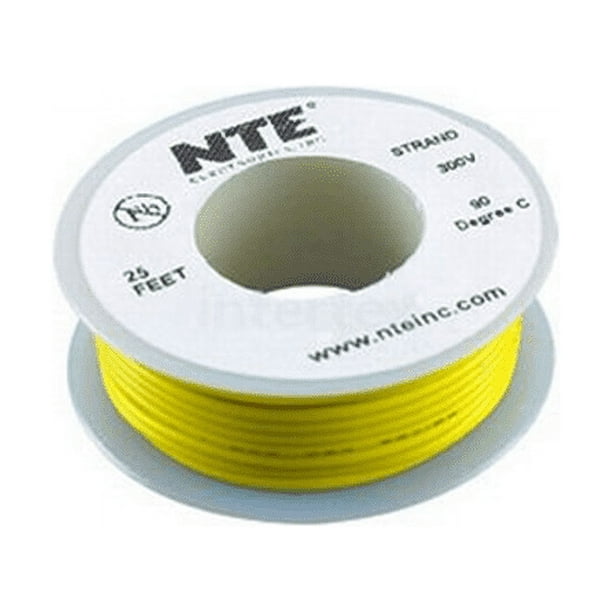 NTE Electronics WH16-04-25 Hook Up Wire 300V 16 Gauge Stranded 25' Yellow - Walmart Business ...