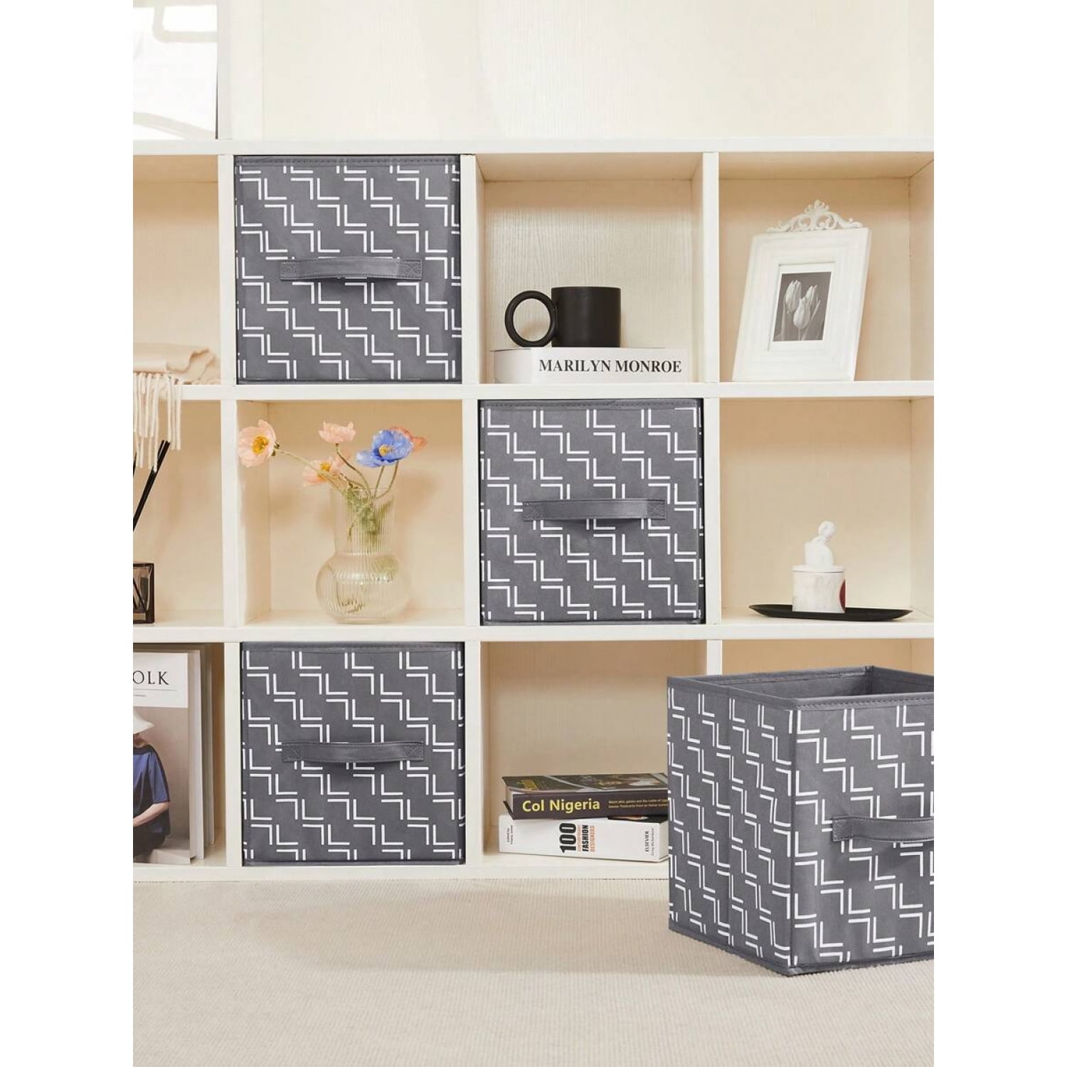 NTGFU 4pcs Foldable Cube Storage Baskets - 10.5x10.5x11 Inch, Dual ...