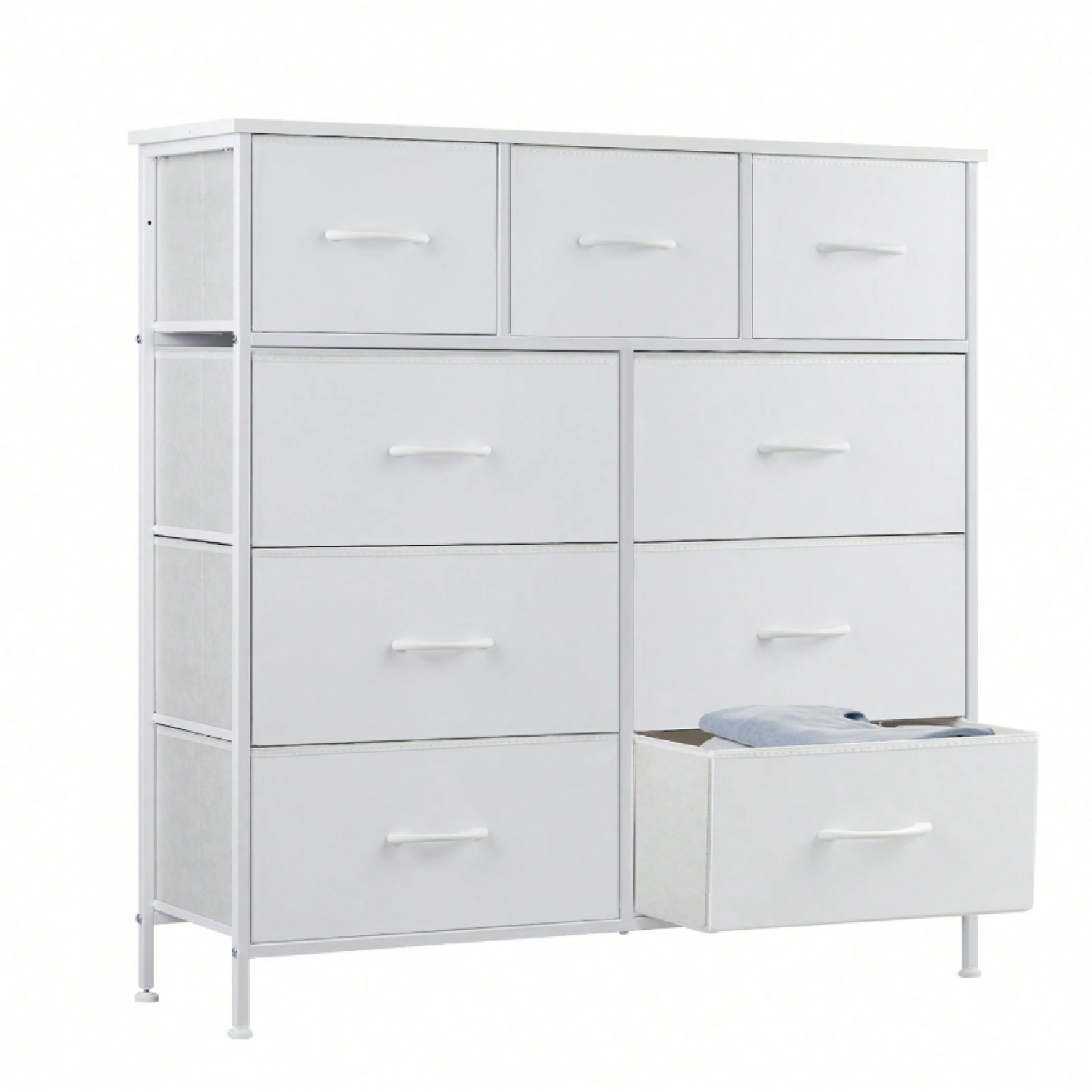 NTGFU 9 Tall Fabric Clothes Cabinet Storage Organizers and Wood Top ...