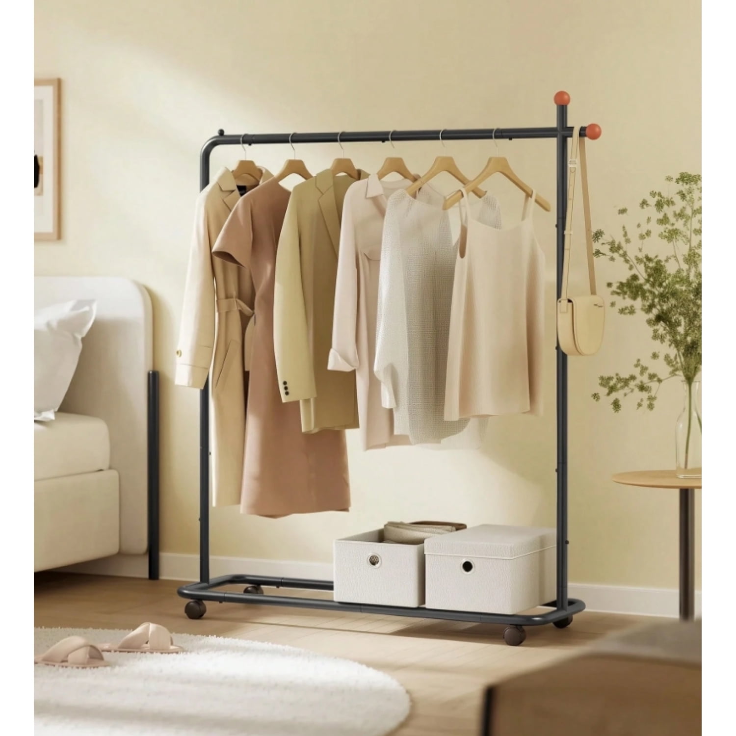 NTGFU Clothes Rack, Clothing Rack on Wheels, Portable Garment Rack ...