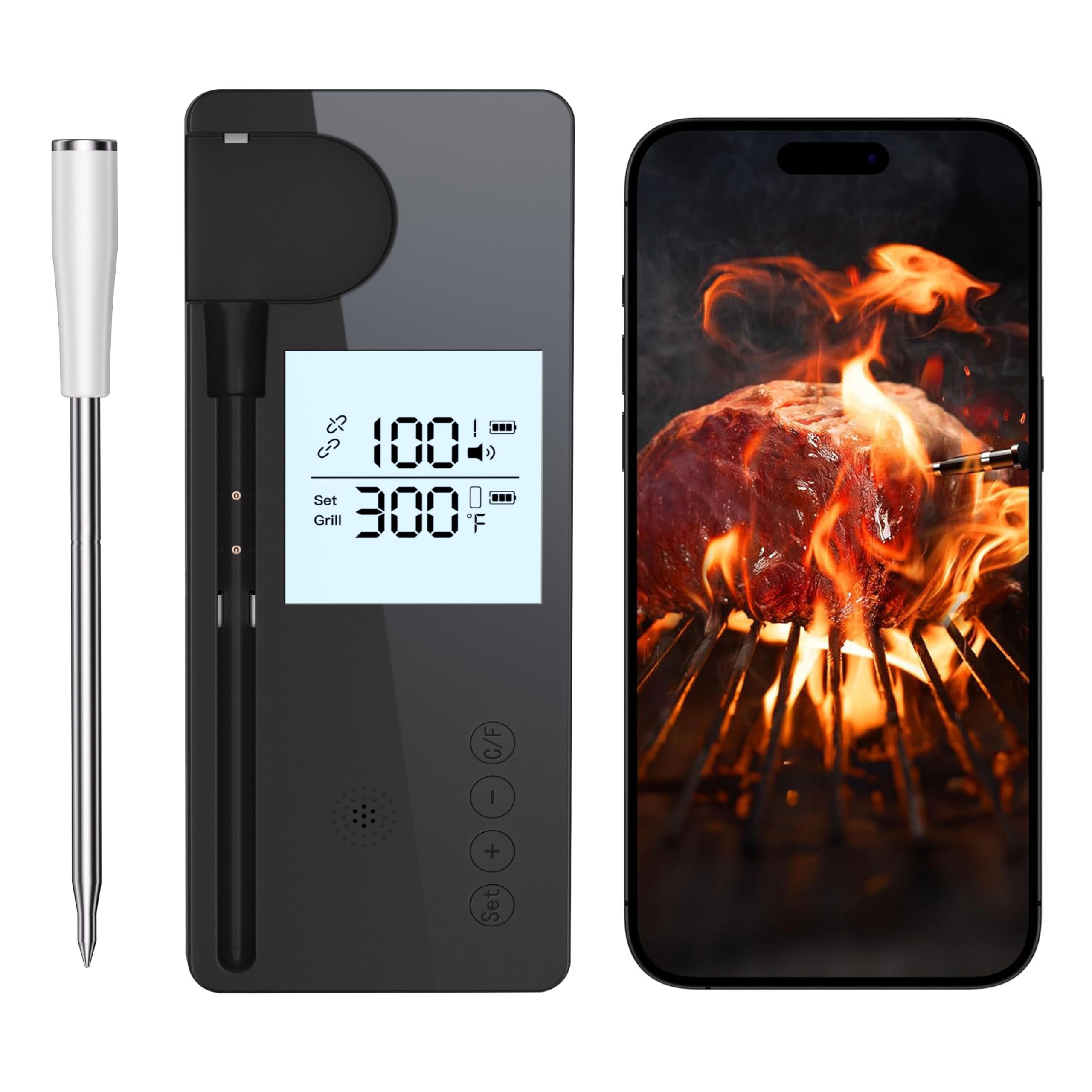 NTMY Wireless Meat Thermometer [High Accuracy Ceramics Probe] [72H ...