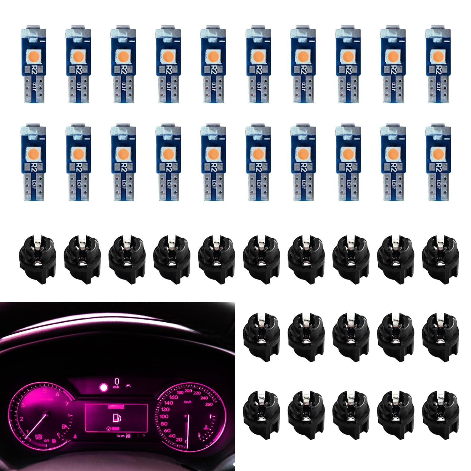 NTNEV Led Bulb Dash STF9 Lights Super Bright, T5 74 LED Bulb with Twist ...