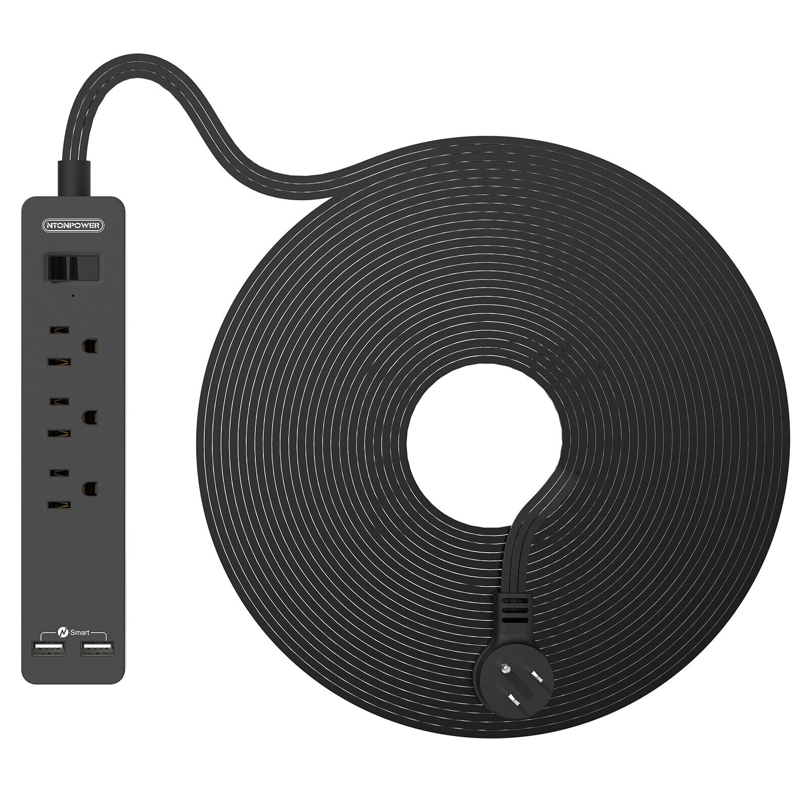 NTONPOWER Ultra Thin Right Angle Adapter Power Strip with 3AC Outlets ...