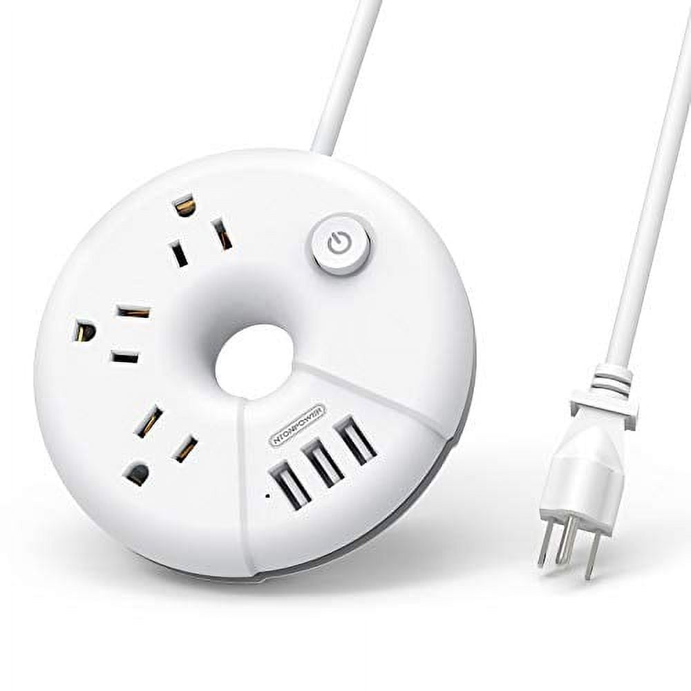NTONPOWER Ultra Thin US Power Strip 5ft AC 3 Outlets with USB Ports ...