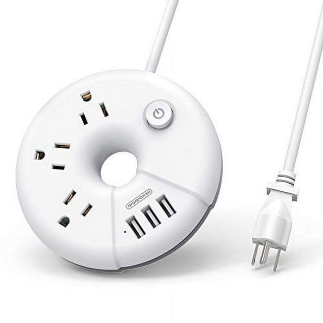 NTONPOWER Ultra Thin US Power Strip 5ft AC 3 Outlets with USB Ports ...