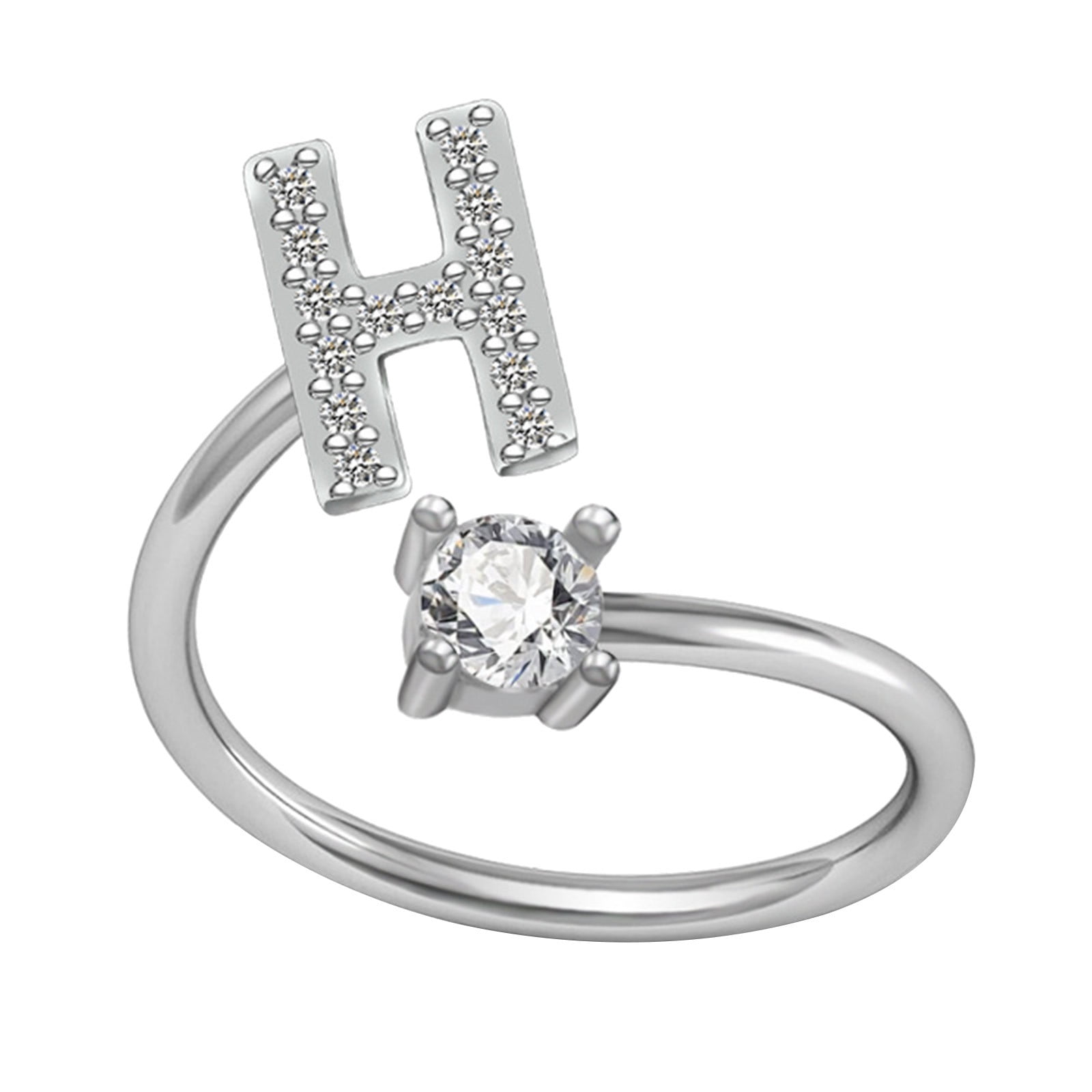 NTRiLkUR Letter Rings for Women Zircon Stackable Alphabet Rings ...