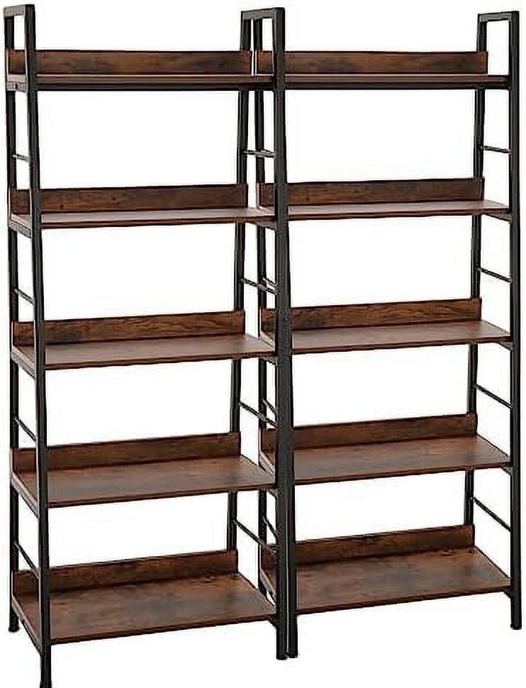 NTTBOBOEC Industrial Bookshelf Ladder 5 Tier Narrow Floor Freestanding ...