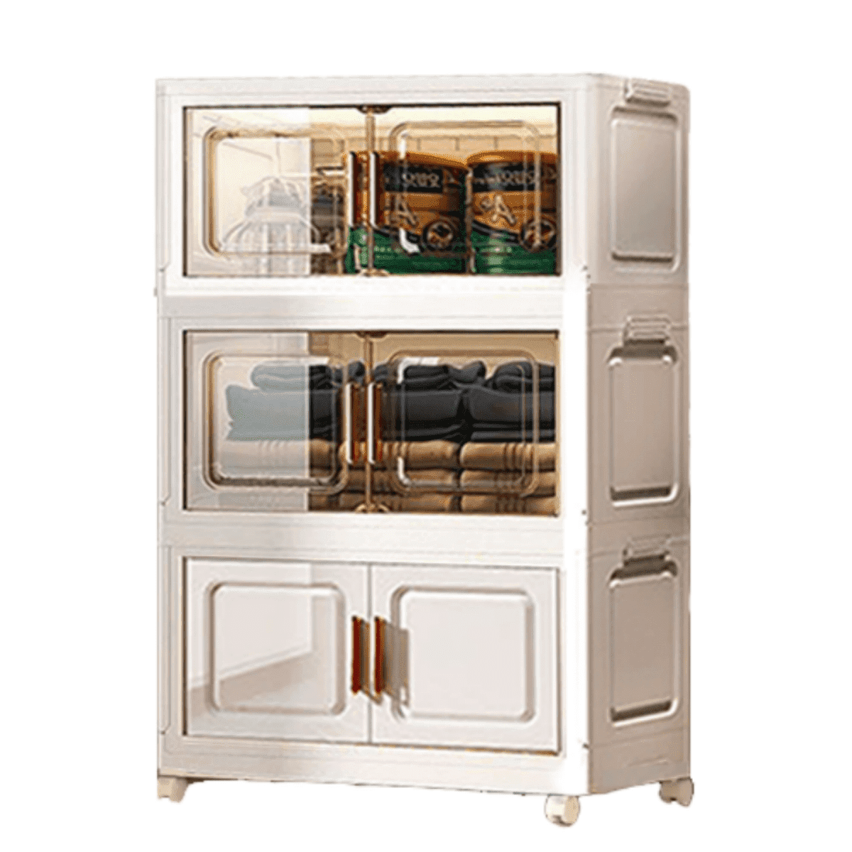 NTYNTY 3 Tier Stackable Plastic Storage Bins with Lid and Wheels-Closet ...