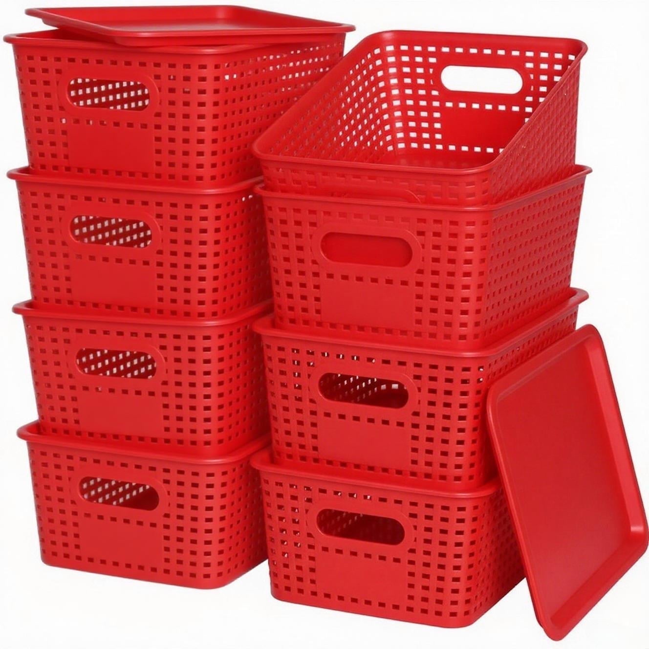 NTYNTY 8pcs Covered Storage Basket, Desktop File Toy Organizer, Home ...