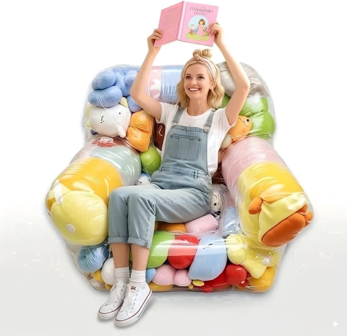 NTYNTY Clear Stuffed Animal Storage Bean Bag Chair Cover for Kids,Extra ...