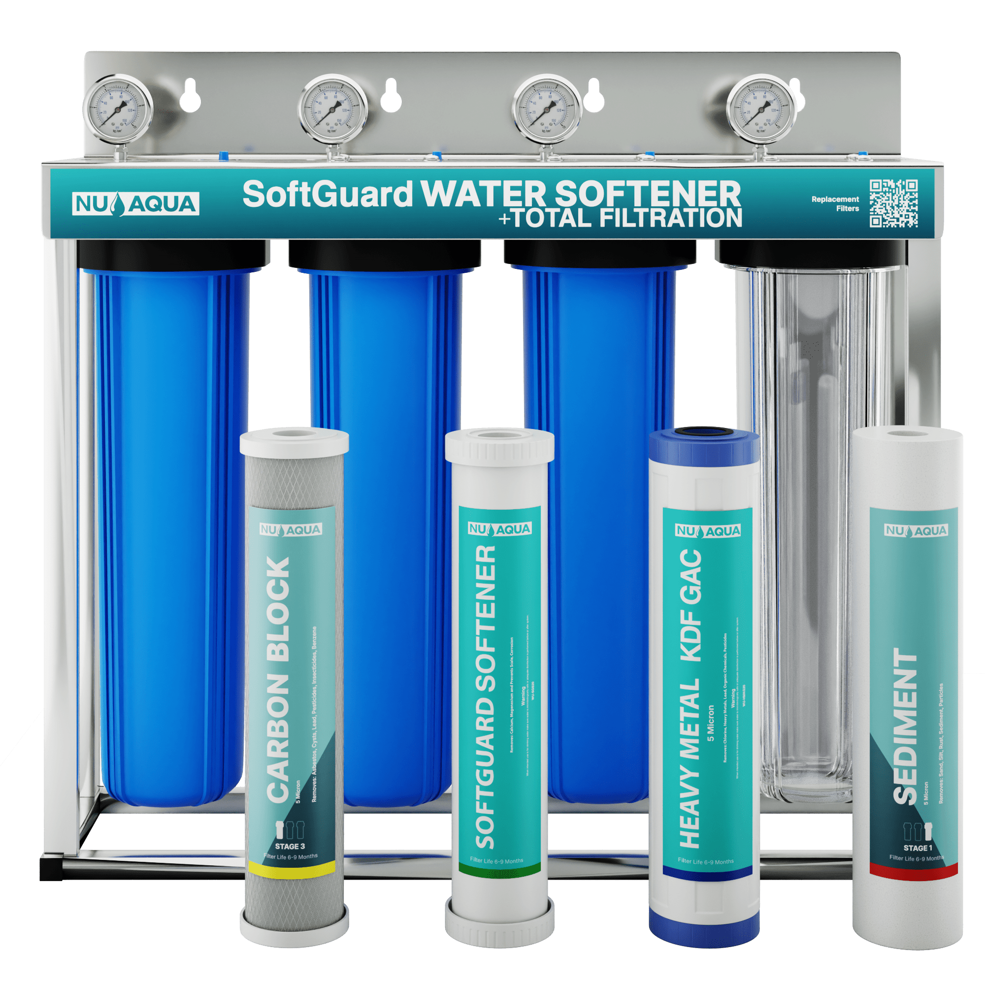 NU Aqua 4 Stage Whole House Salt Free Water Softener With Total ...