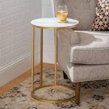 NU INVENTION End Table for Living Room with Metal Wood Combination MDF ...
