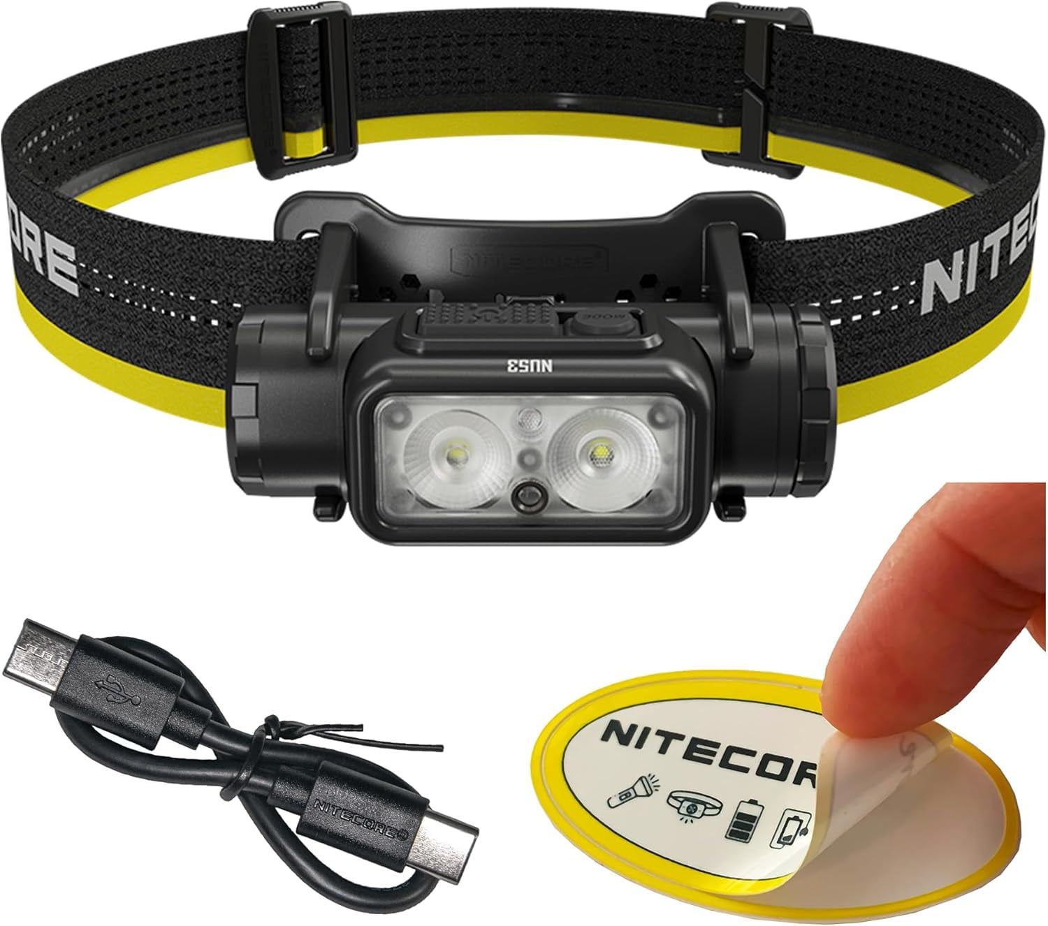NU53 1800 Lumen Headlamp, USB-C Fast Charging Long Runtime Lightweight ...