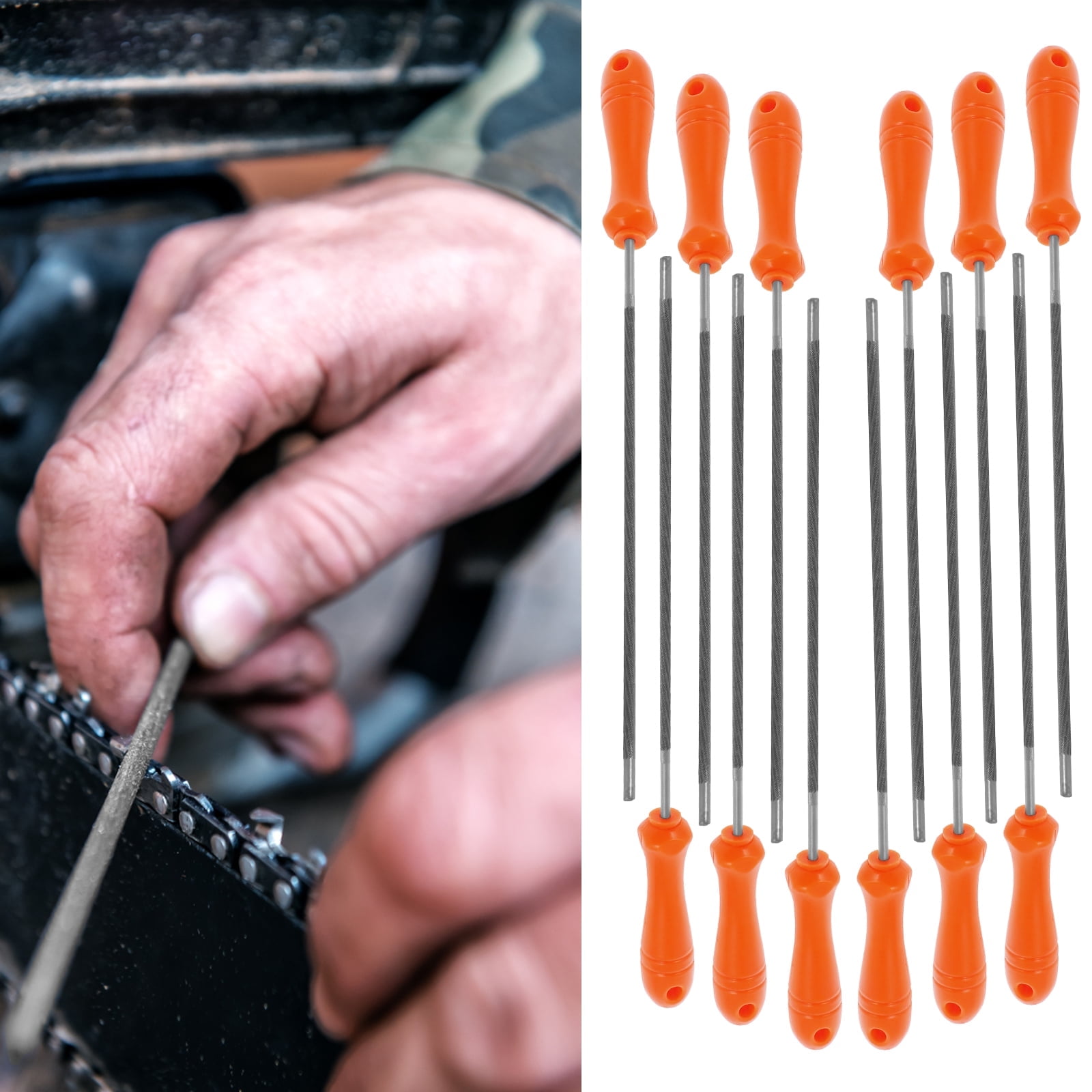 NUAHRHY 12pcs Chainsaw Chain Sharpening File Set Chainsaw Files ...