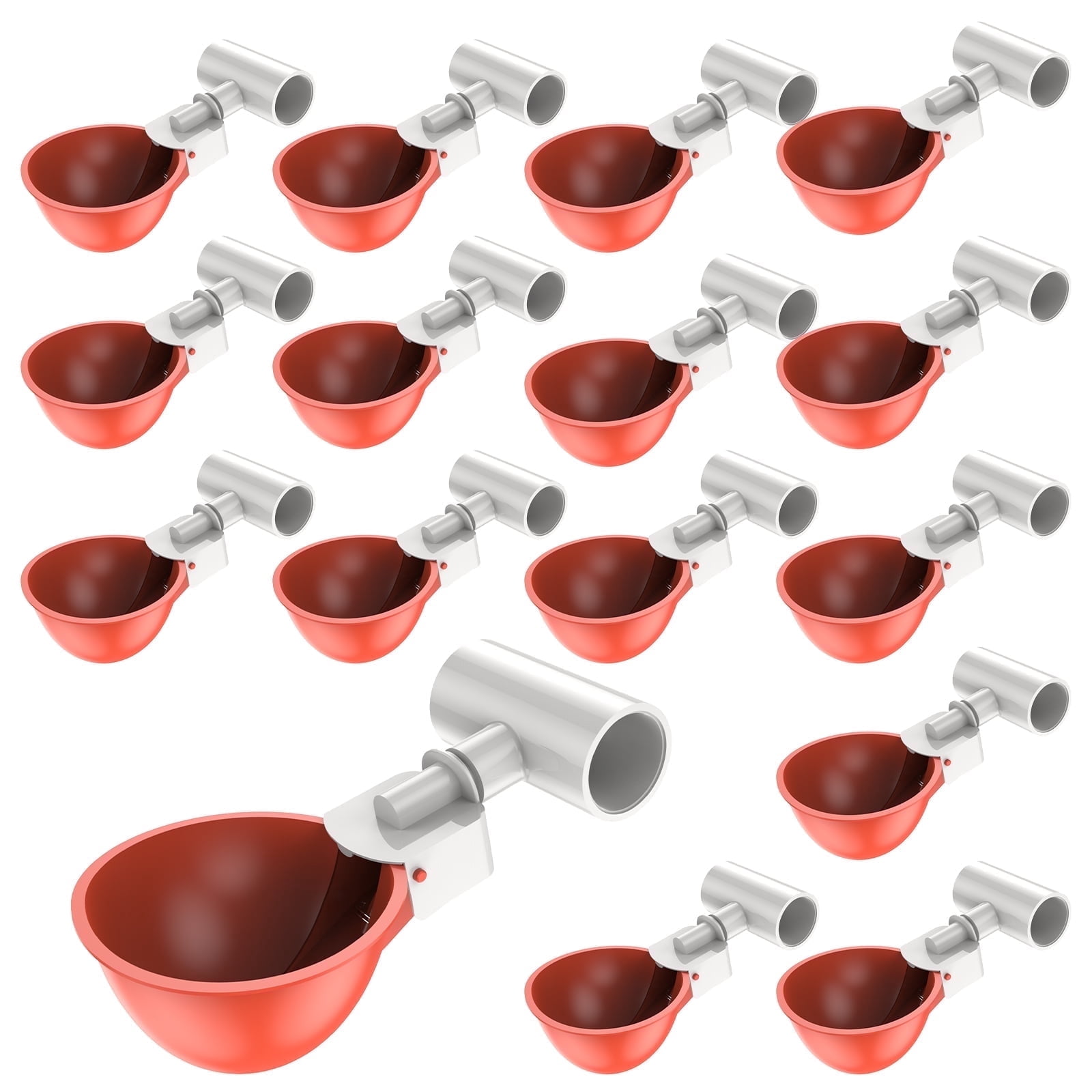 NUAHRHY 16pcs Chicken Feeders Poultry Waterer Watering Cup Tees Fitting ...