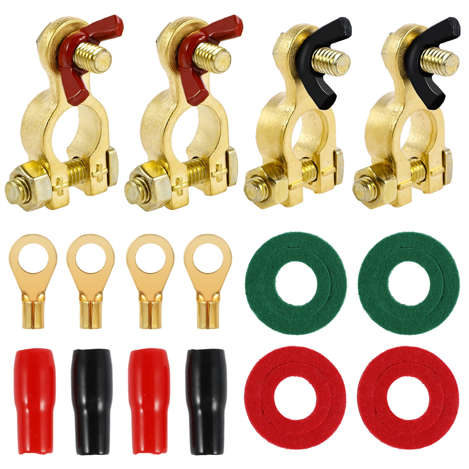 NUAHRHY 2/4Pcs Battery Terminal Connector Kit Brass Battery Terminal ...