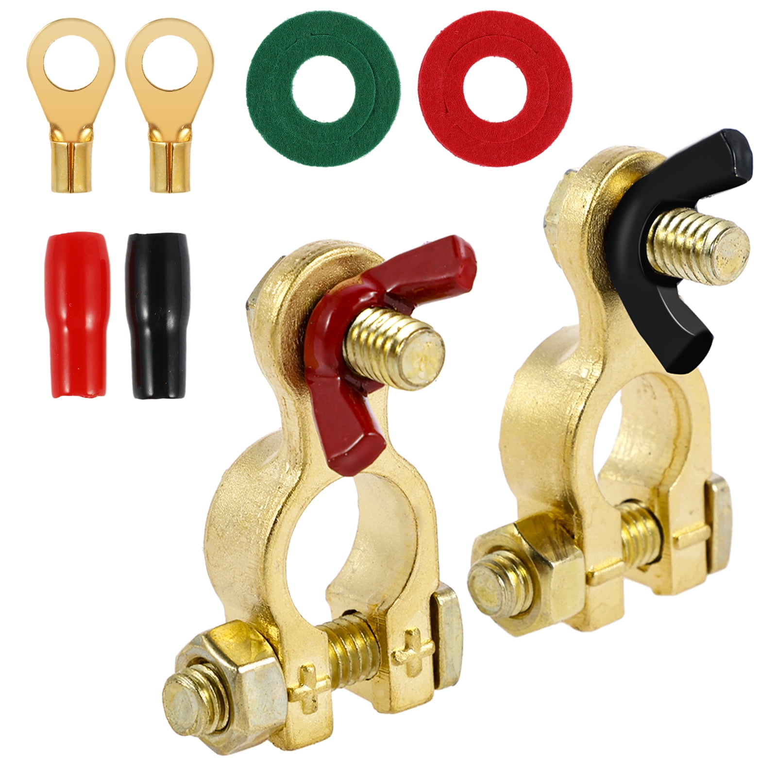 NUAHRHY 2/4Pcs Battery Terminal Connector Kit Brass Battery Terminal ...