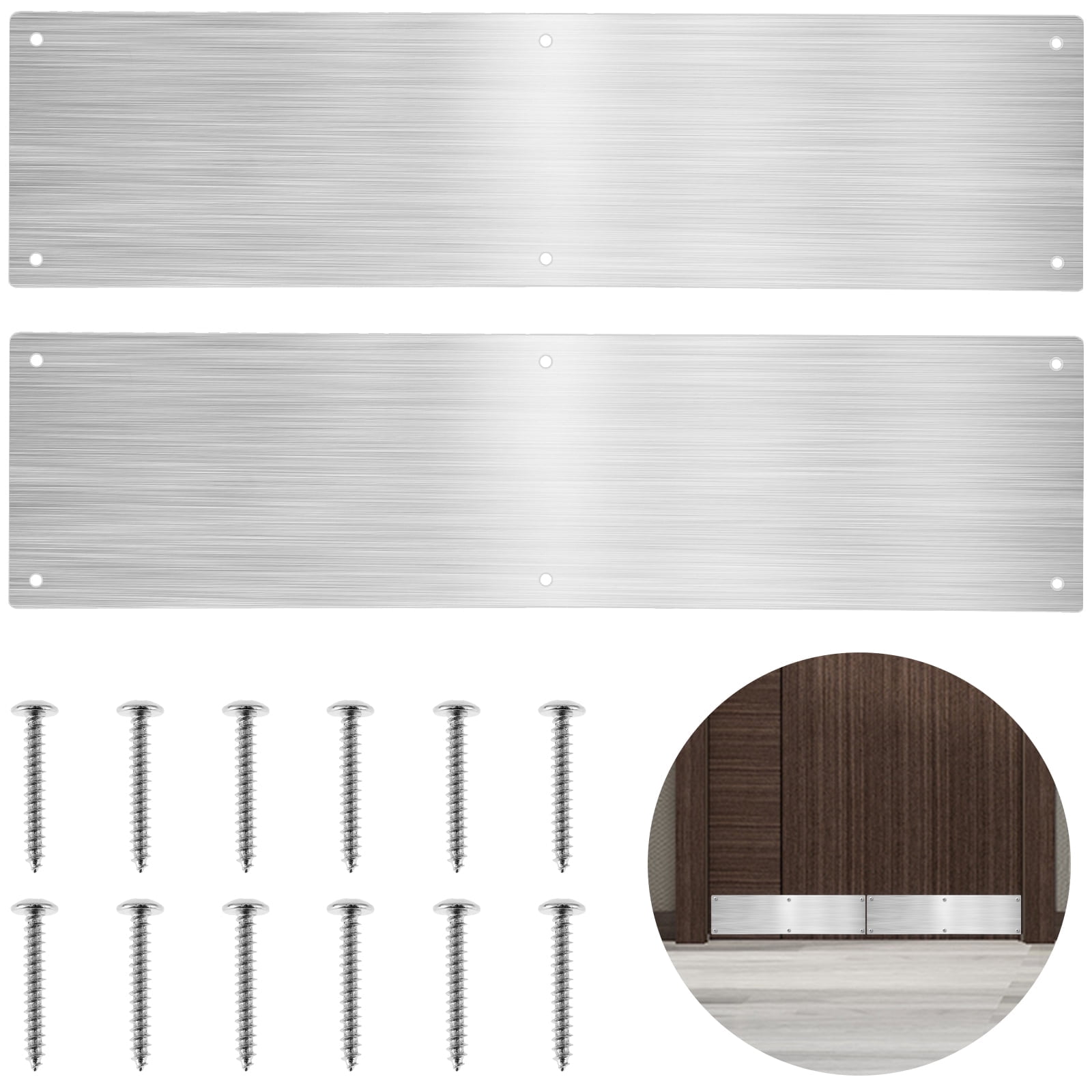 NUAHRHY 2pcs Door Kick Plates 4 x 16 inch Stainless Steel Kick Plates ...
