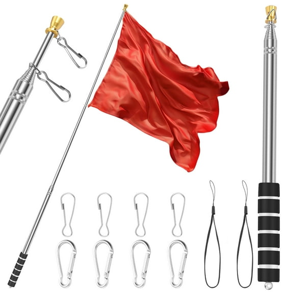 NUAHRHY 2Pcs 8.2Ft Telescopic Handheld Flagpoles with Anti-Slip Grip ...