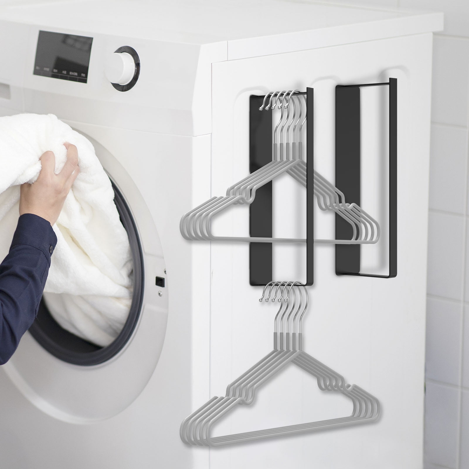 NUAHRHY 2Pcs Magnetic Hanger Organizer Space Saving Magnetic Hanger ...