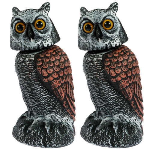 NUAHRHY 2pcs Fake Owl Decoy Lifelike Simulation Owl Bird Deterrent with ...
