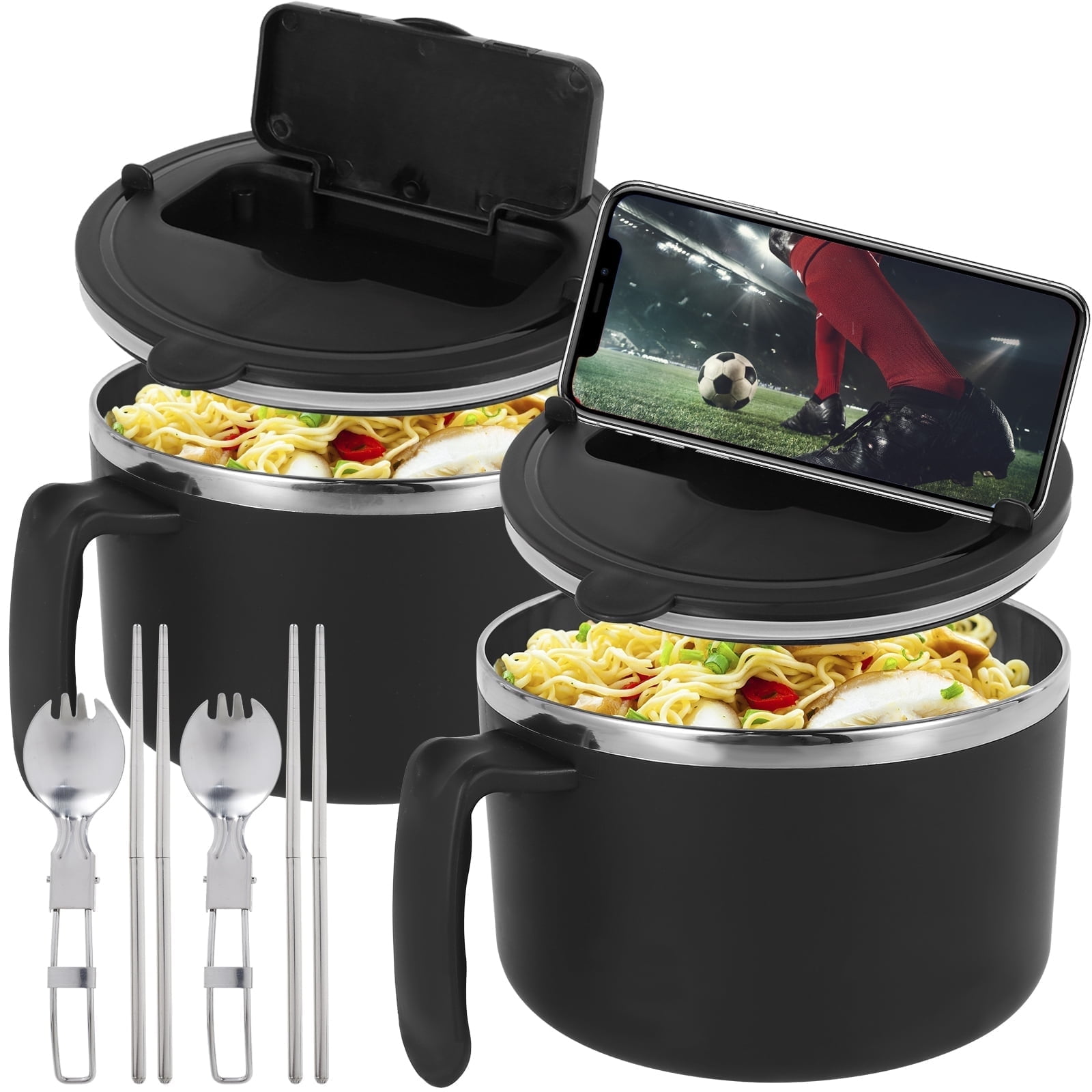 NUAHRHY 2pcs Rapid Ramen Bowl with Filterable Lid 1200ml Microwave ...
