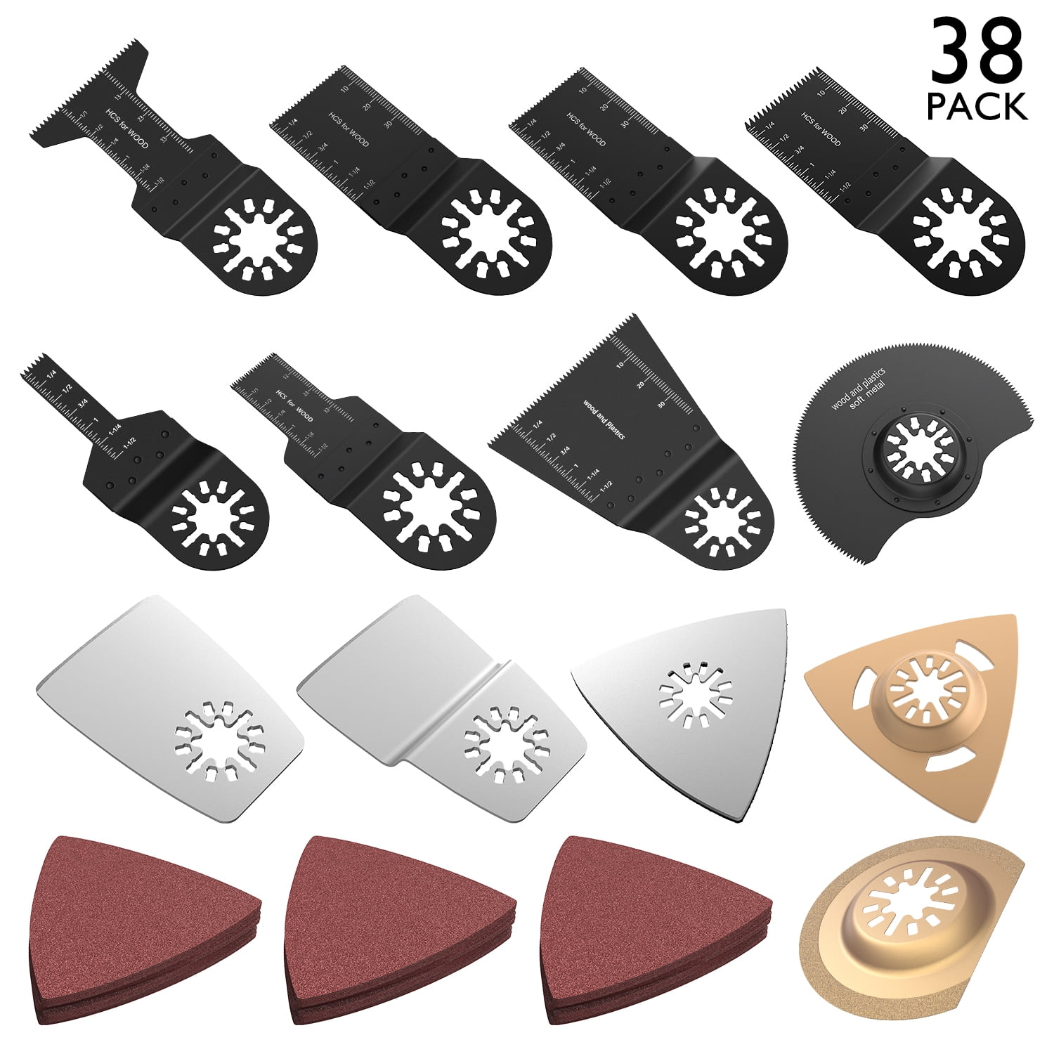 NUAHRHY Multitool Blades 38pcs, High Carbon Steel, Universal Saw Blades ...